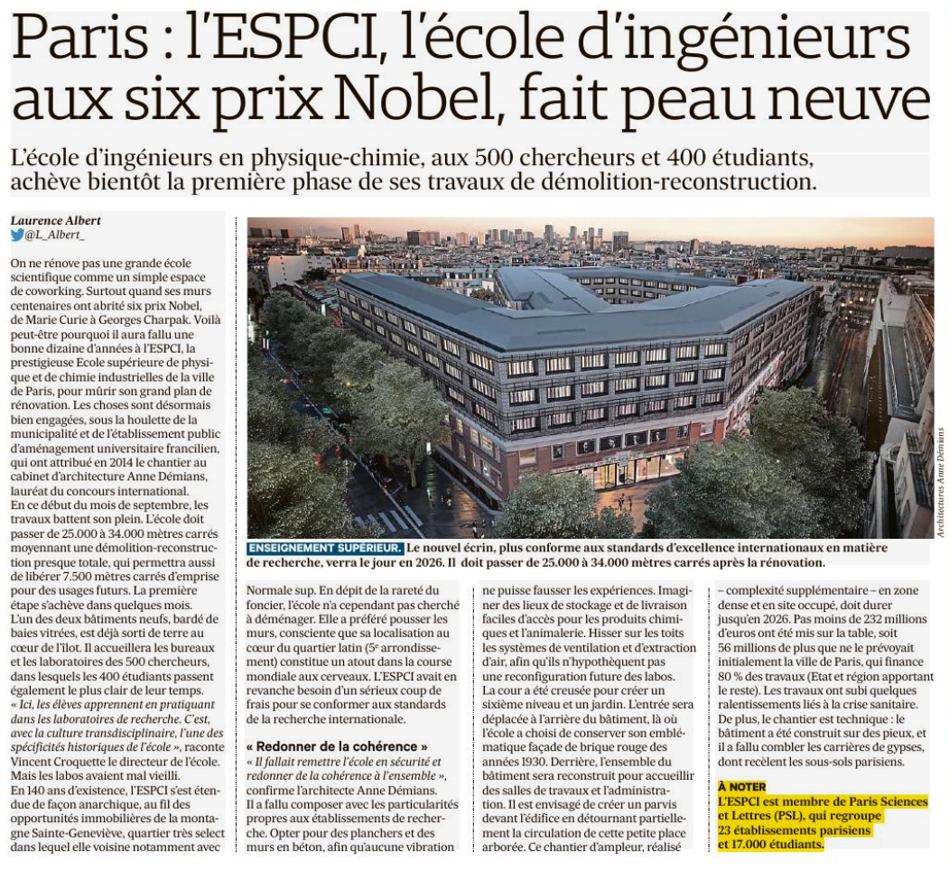 L'ESPCI fait peau neuve - Barbanel