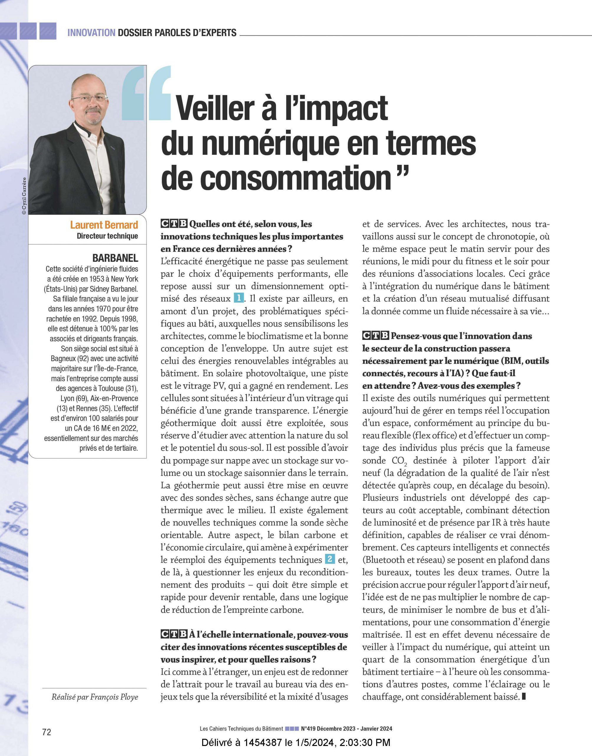 Parole d'expert : Laurent Bernard dans les Cahiers Techniques du ...